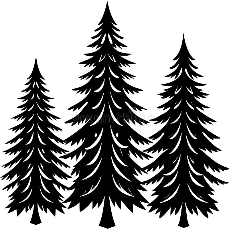 Pine Tree Silhouettes Vector for Nature-Themed Designs, Winter Scenes ...