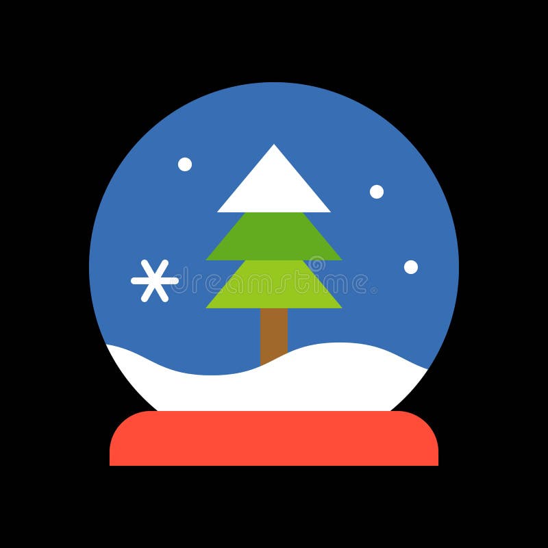 Pine Tree in Snow Globe, Merry Christmas Filled Icon Set Stock Vector ...