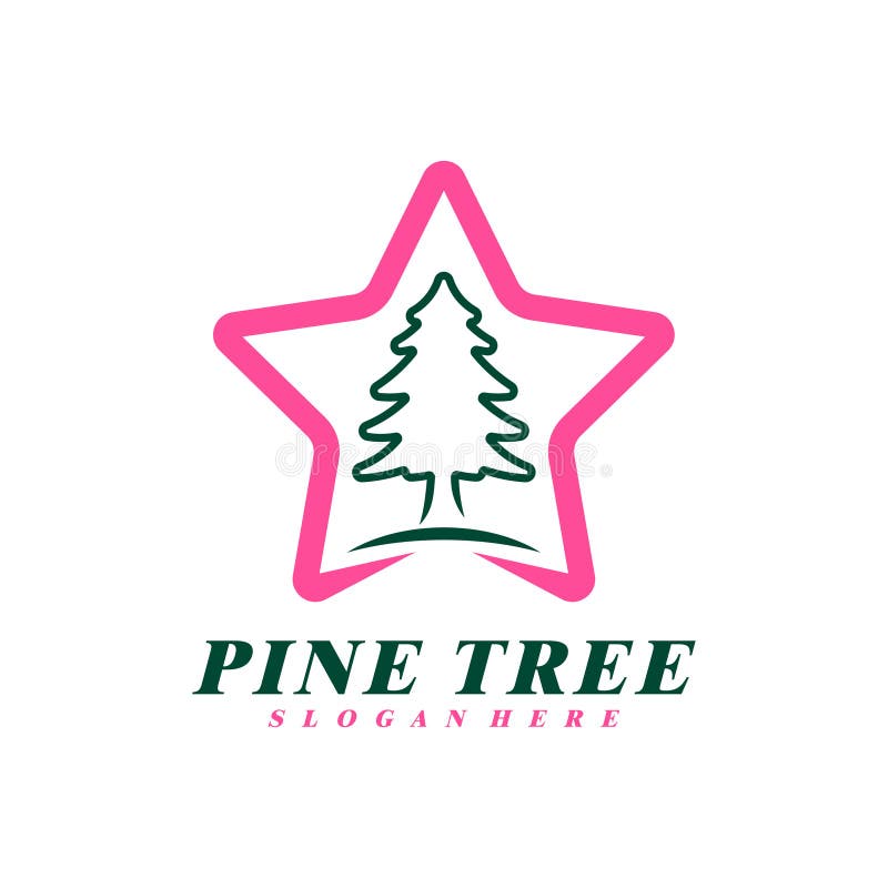 Pine Tree with Star Logo Design Vector. Creative Pine Tree Logo Concepts Template Stock Vector ...