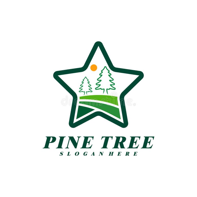 Pine Tree with Star Logo Design Vector. Creative Pine Tree Logo Concepts Template Stock Vector ...