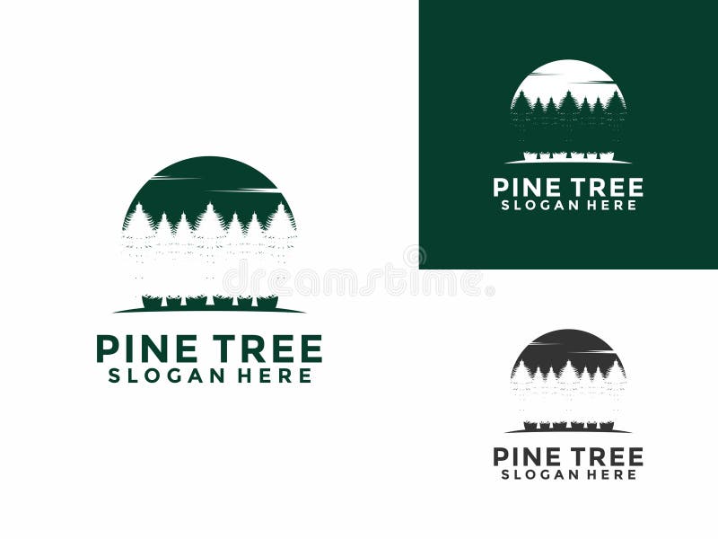 Pine Tree Sunset Logo Icon Design Illustration Vector, Evergreen Logo Design Template Stock ...
