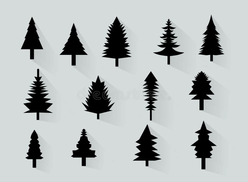 Pine Tree Vector Illustration Silhouettes Collection Stock Vector ...