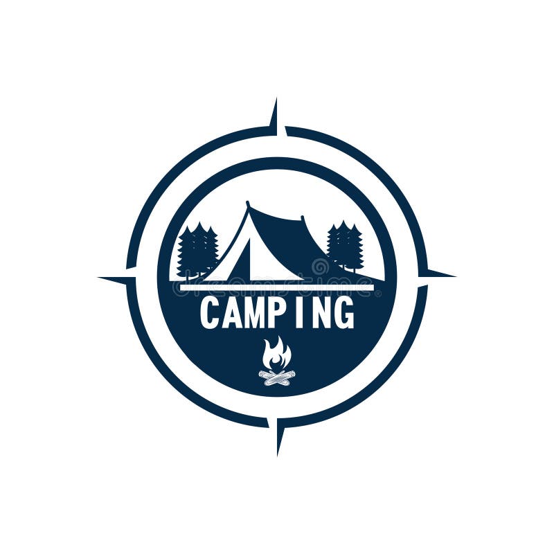 Pine Trees and Camping Tent Textured Logo Design Stock Vector ...