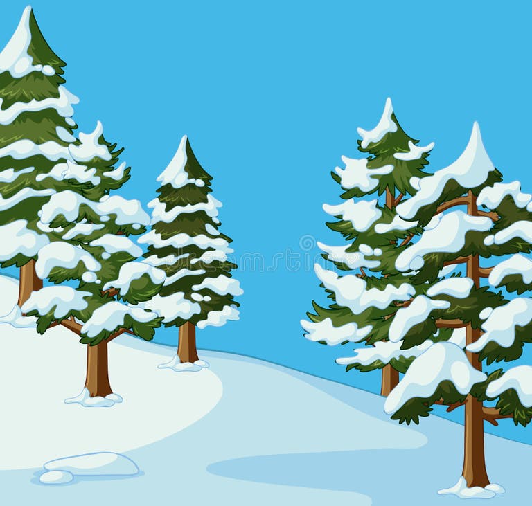 Pine Trees Covered with Snow Stock Vector - Illustration of landscape ...