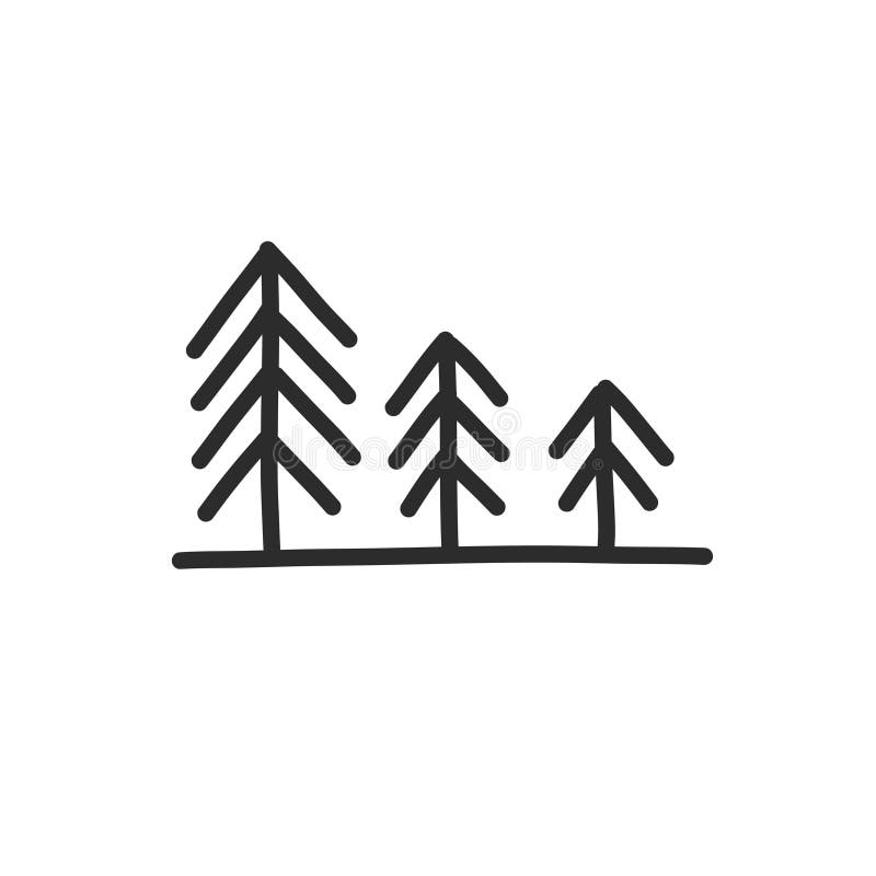 Pine Trees Doodle Icon, Vector Illustration Stock Illustration ...