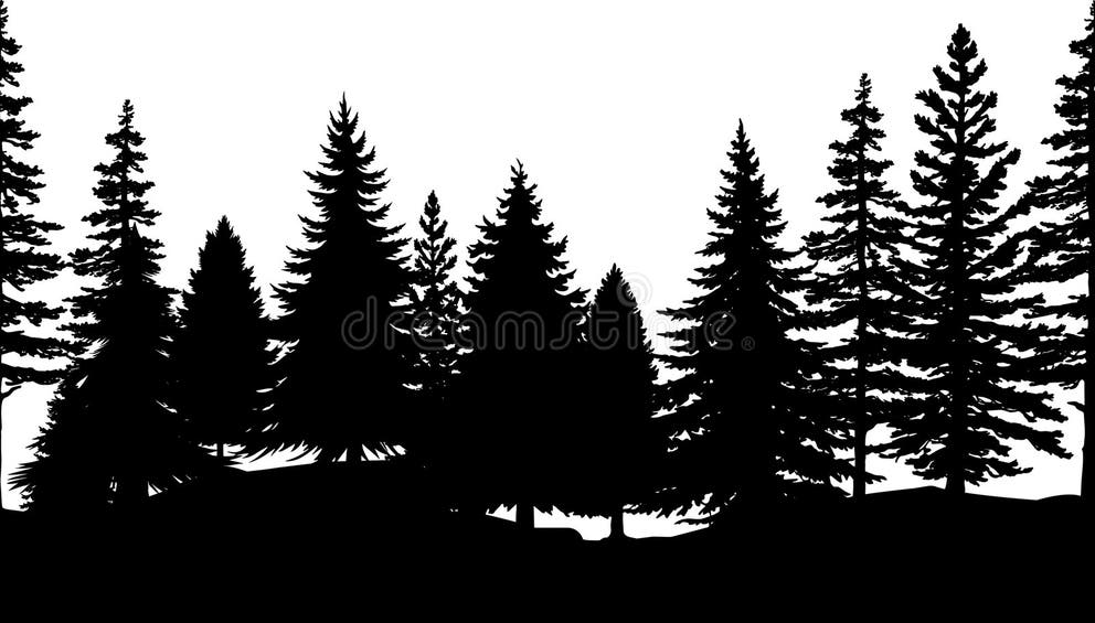 Pine Trees Forest Silhouette. Seamless Border Stock Vector ...