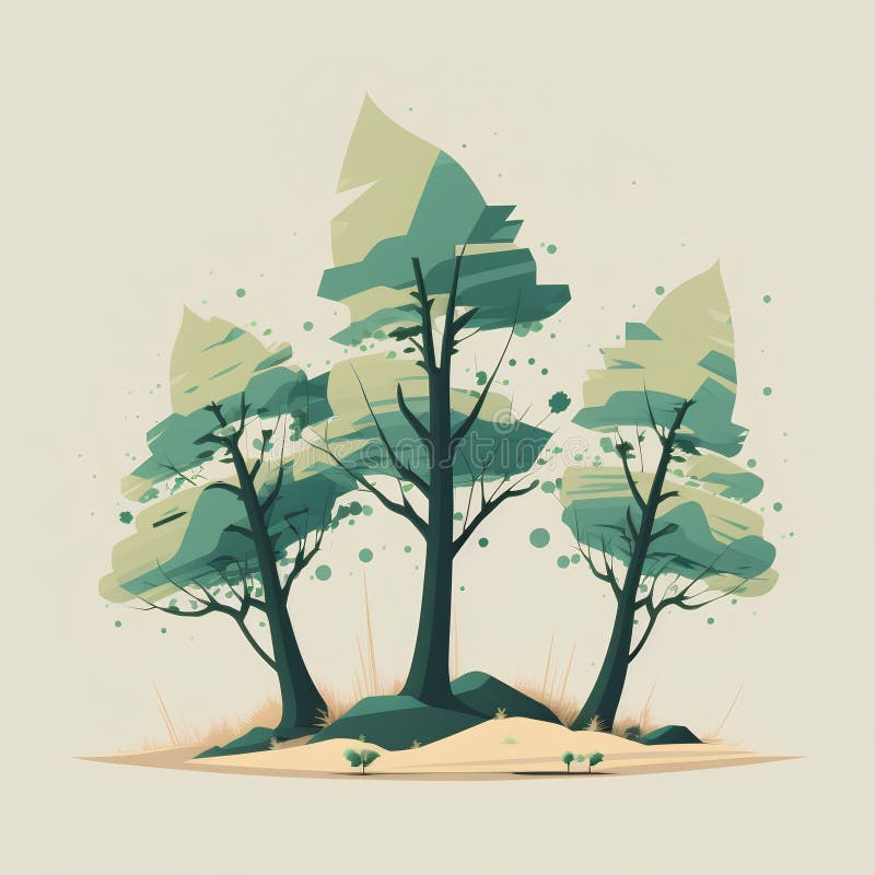 Pine Trees in the Forest. Vector Illustration in Flat Style Stock ...