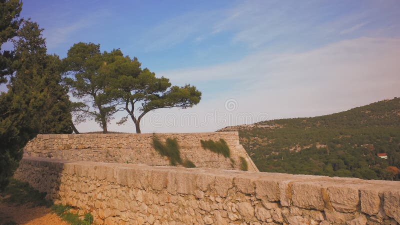 Pine trees on the fortress stock image. Image of mediterranean - 57262603