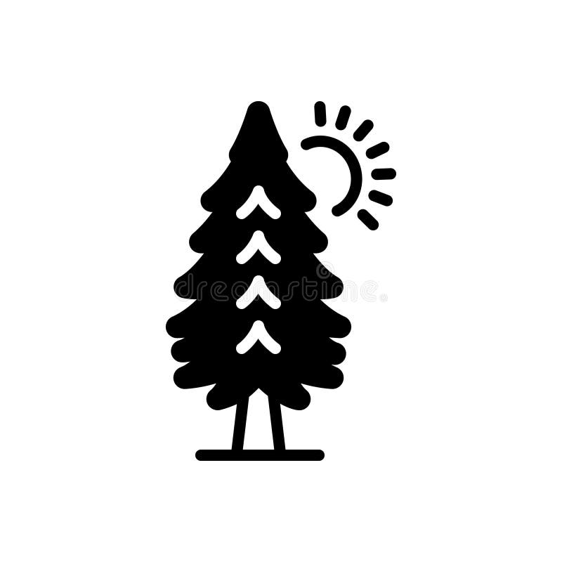 Black Solid Icon for Pine Trees, Forest and Fire Stock Vector ...