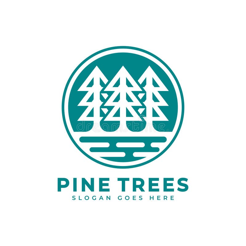Pine Trees Logo Design. Abstract Geometric Pine Trees Symbol with ...