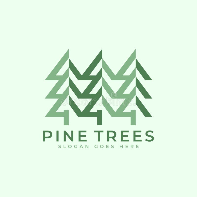 Pine Trees Logo Design. Abstract Geometric Pine Trees Symbol with ...