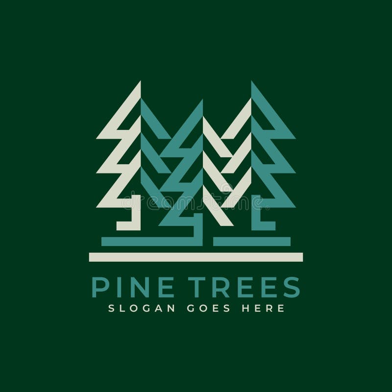 Pine Trees Logo Design. Abstract Geometric Pine Trees Symbol with ...