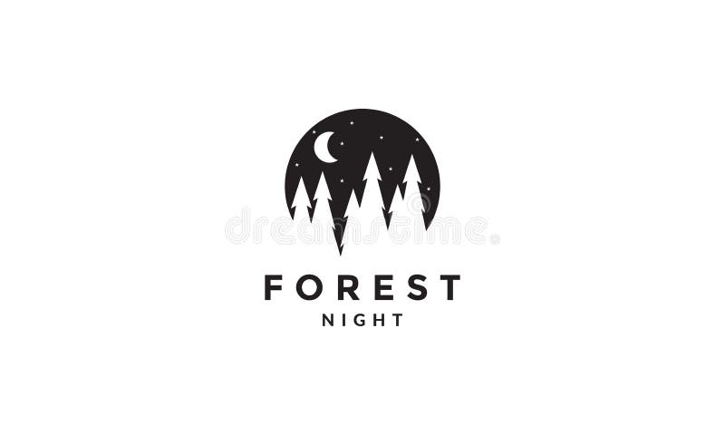 Pine Trees with Moon Night Logo Vector Symbol Icon Design Graphic ...