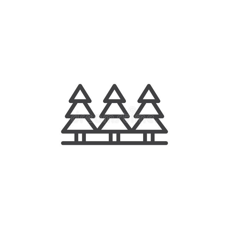 Pine trees outline icon stock vector. Illustration of graphics - 130675469