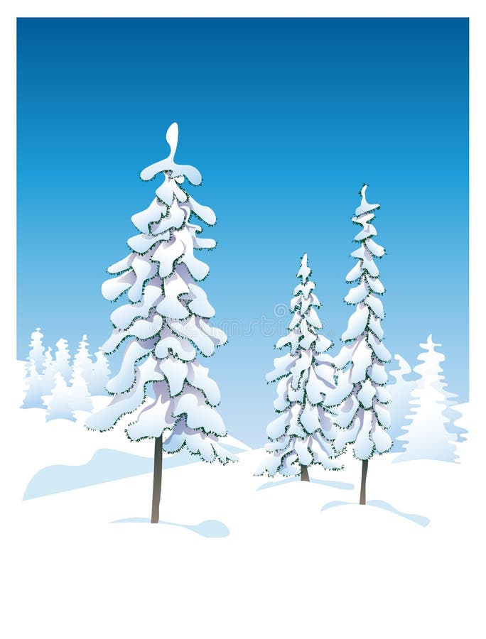 Pine trees in the snow stock vector. Illustration of january - 198864221