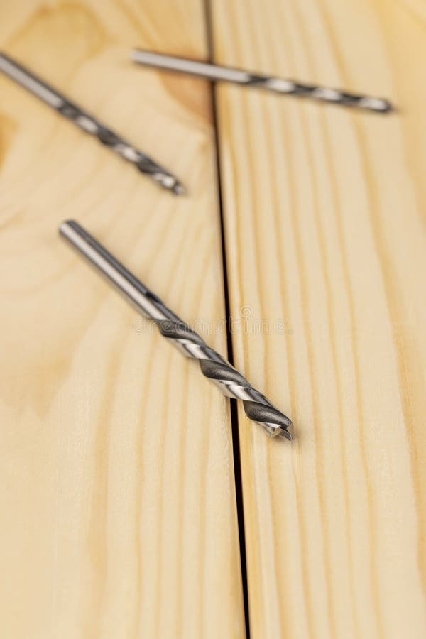 Pine Wood and Metal Drill Bit for Construction Work Stock Image - Image ...