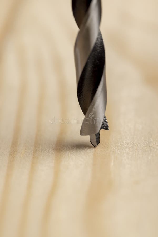 Pine Wood and Metal Drill Bit for Construction Work Stock Image - Image ...
