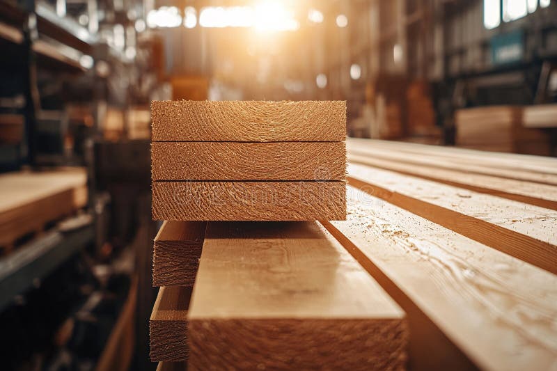 Pine Wood Planks in a Factory. Timber Processing Plant. Generative Ai ...