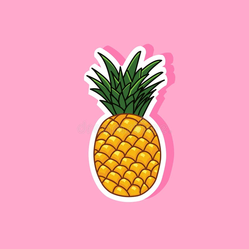 Cute Pineapple Sticker stock illustration. Illustration of petal ...