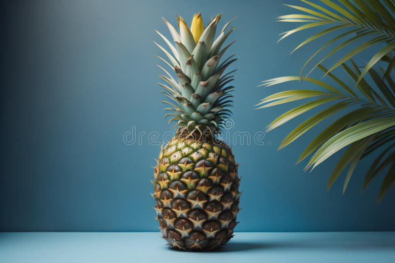 Pineapple on Blue Background. Tropical Concept Stock Illustration ...