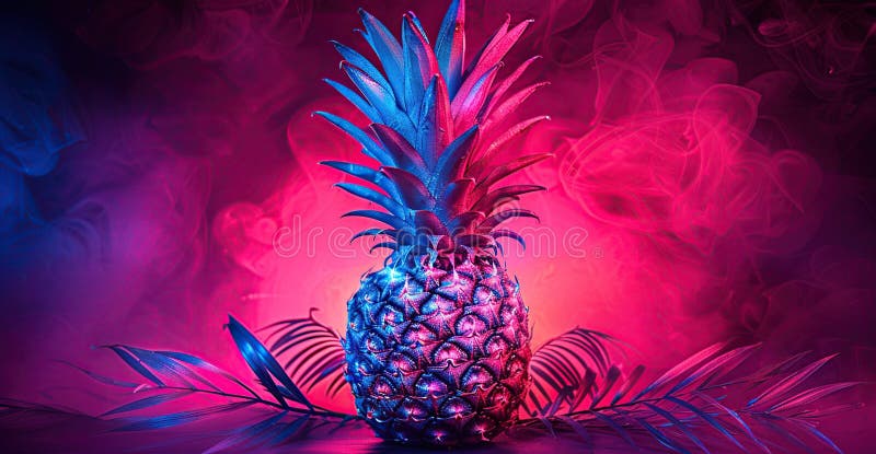 Pineapple in Bold Holographic Neon Colors: Modern Artistic Expression ...