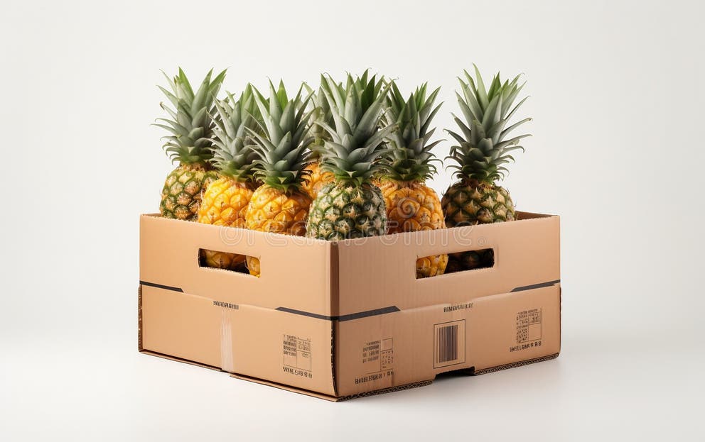 Pineapple Box on a Transparent Background -Generative Ai Stock ...