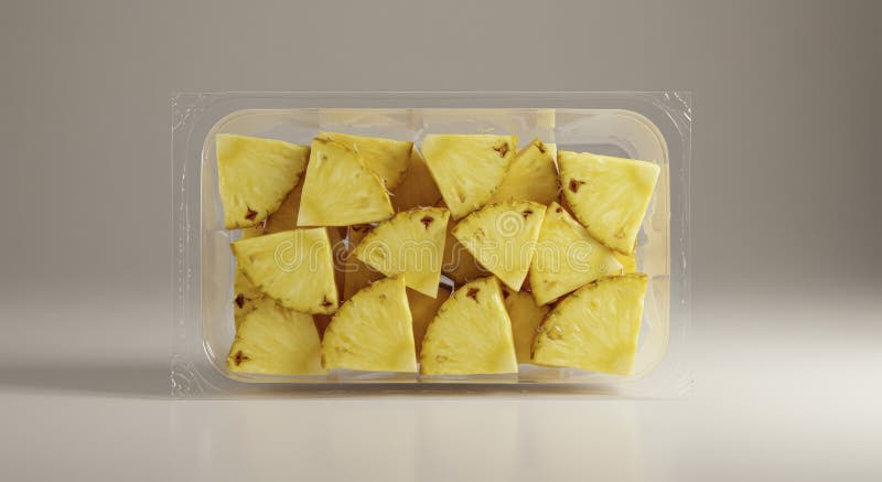Pineapple Chunks in Clear Plastic Container Perfect Snack Option Stock ...