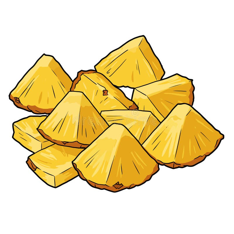Pineapple chunks clipart stock vector. Illustration of fruit - 372683198