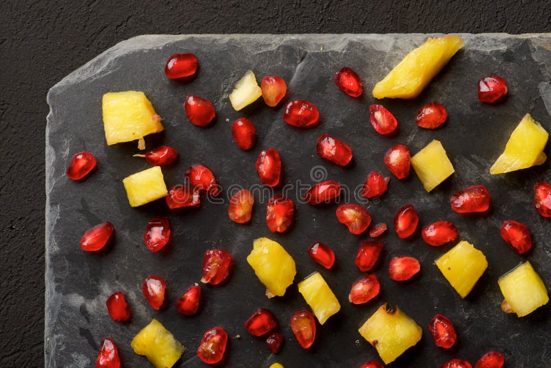Pineapple Chunks and Pomegranate Seeds Stock Photo - Image of healthy ...