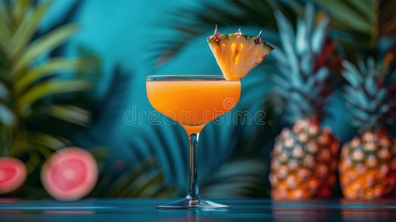 Pineapple Cocktail with Garnish Stock Image - Image of cocktail ...