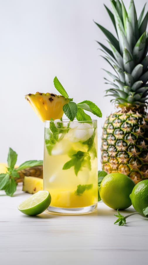 Pineapple Cocktail. Summer Refreshing Tropical Drink Stock Image ...