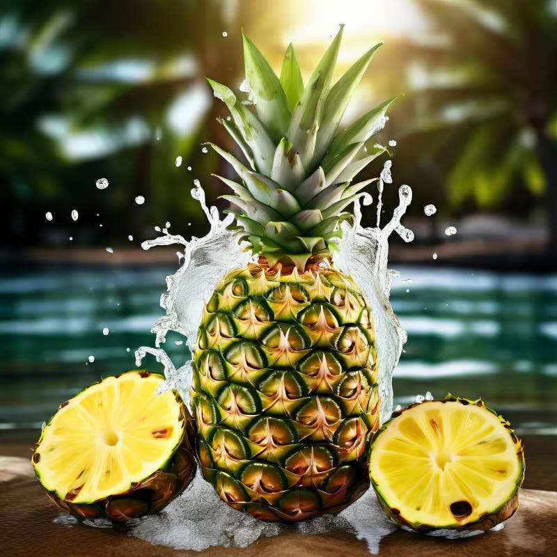 Pineapple Coconut Water Tropical and Hydrating Pineapple Cocou Stock ...