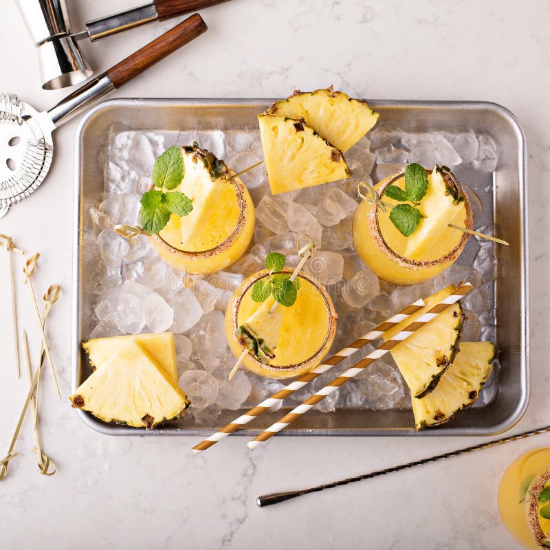 Pineapple cold cocktails stock image. Image of juice - 108760159