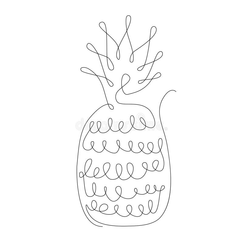 Pineapple Continuous One Line Drawing, Fruit Vector Illustration Stock ...