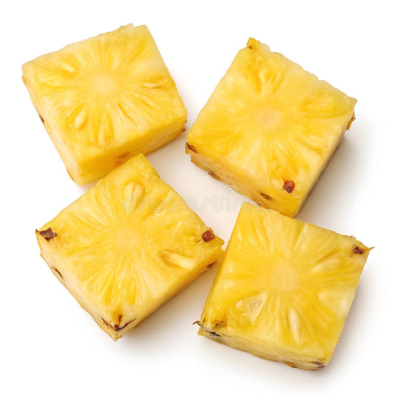 Pineapple Cube Slices Isolated on White Background Stock Illustration ...