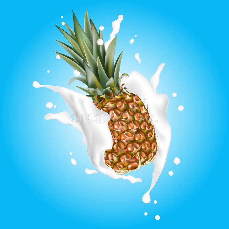 Pineapple 3d Vector with Realistic Splash Design Elements. Packaging ...