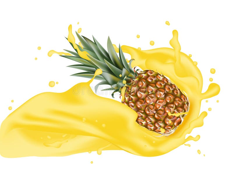 Pineapple 3d Vector with Realistic Splash Design Elements. Packaging ...
