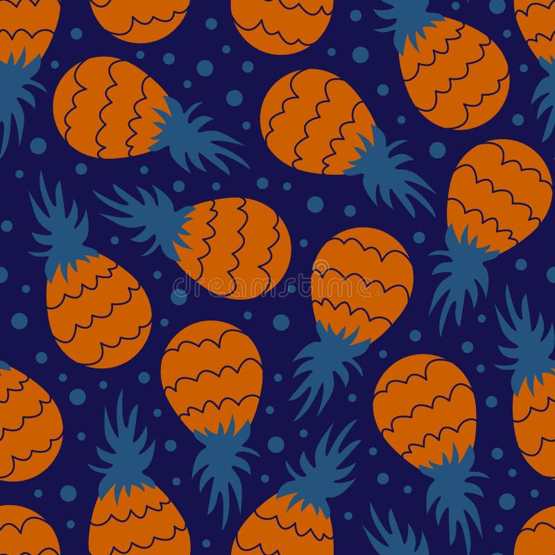 Pineapple Dark Seamless Pattern Stock Vector - Illustration of organic, modern: 182676829