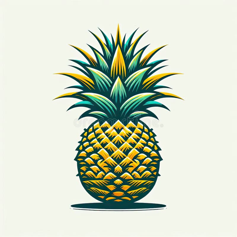 Pineapple Digital Drawing with Crosshatch Stock Illustration ...