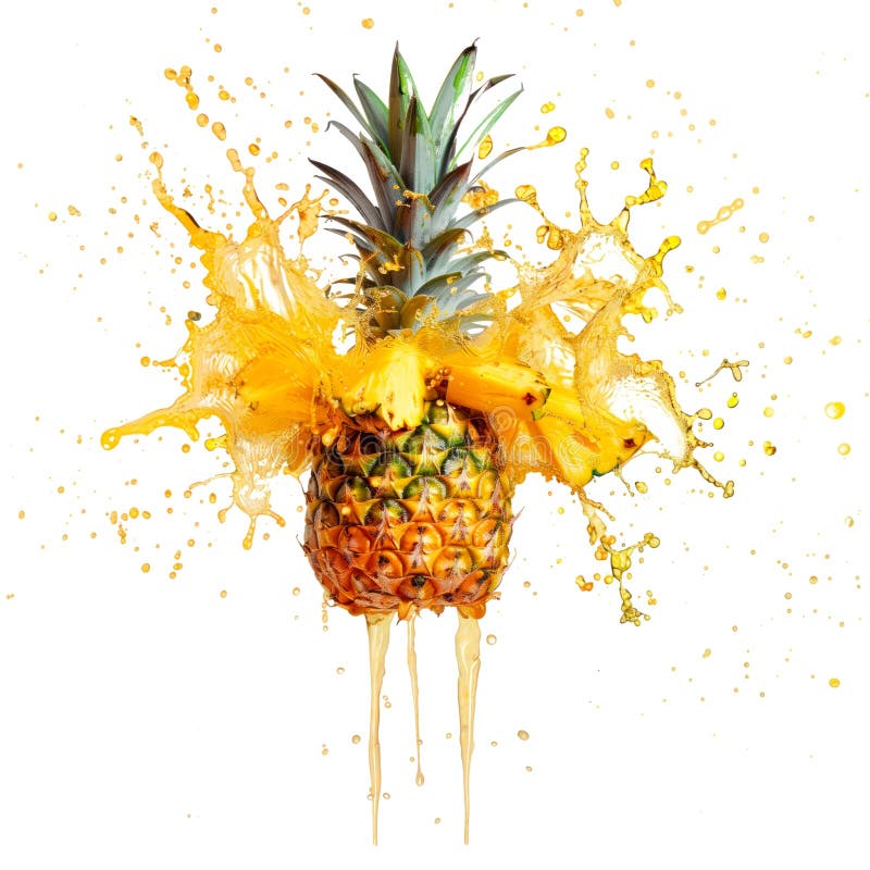 Pineapple Exploding and Bursting into Pieces with Juice Splatters in ...