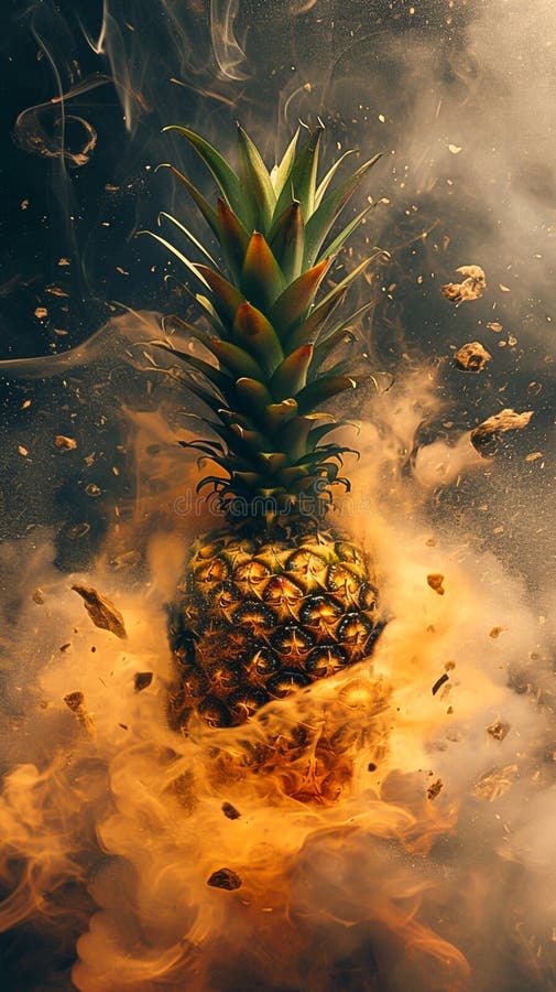 Pineapple that is on Fire and Smoke Stock Illustration - Illustration ...