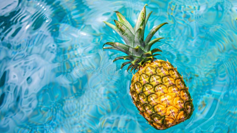 Pineapple Floating on Clear Blue Water Stock Photo - Image of clear ...