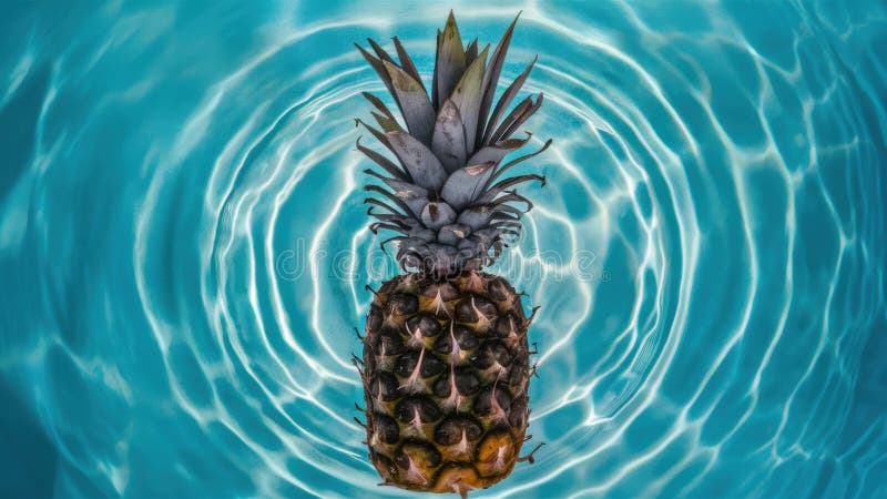 A Pineapple Floating in a Pool of Water with Ripples, AI Stock Photo ...