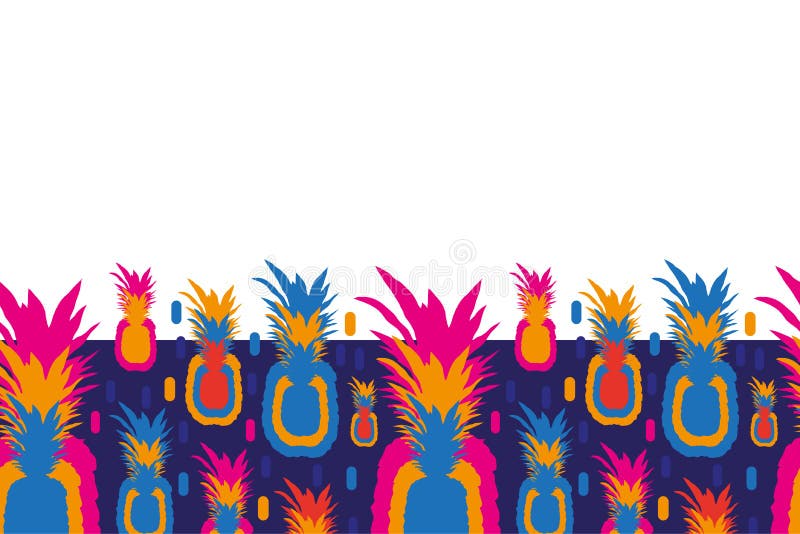 Pineapple Forest Border-Fruit Delight. Seamless Repeat Pattern ...