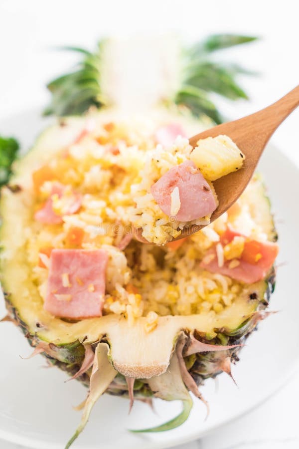 Pineapple Fried Rice with Ham Stock Photo - Image of restaurant, spicy ...