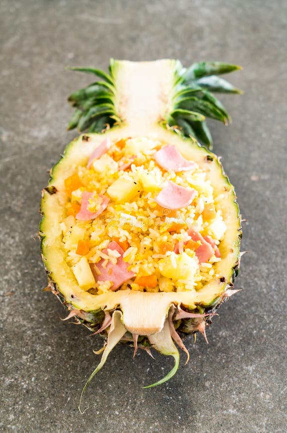 Pineapple Fried Rice with Ham Stock Image - Image of hawaiian, isolated ...