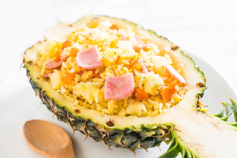 Pineapple Fried Rice with Ham Stock Image - Image of onion, phuket ...