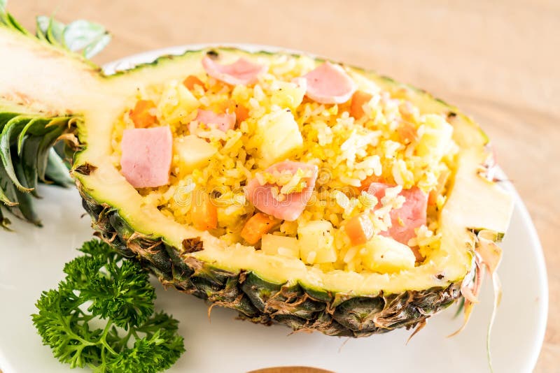 Pineapple Fried Rice with Ham Stock Photo - Image of meal, thai: 110804566