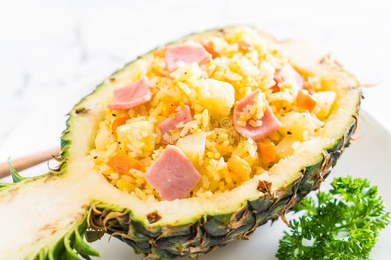 Pineapple Fried Rice with Ham Stock Photo - Image of delicious, spicy ...