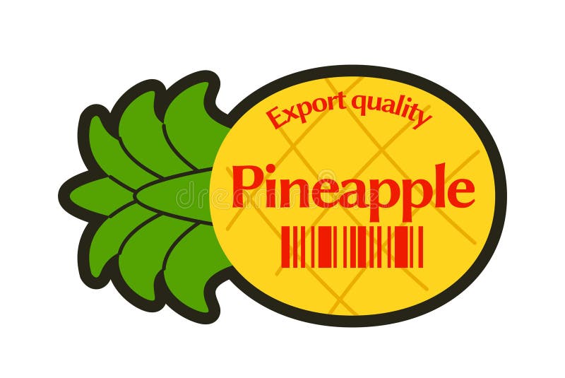 Pineapple Fruit Label Design Flat Style. Vector Illustration Stock ...